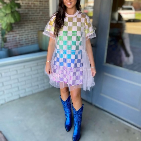 QUEEN OF SPARKLES | Dresses | Queen Of Sparkles Checkerboard Dress ...